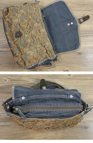 Denim Side Bag Womens Blue Denim Messenger Bags Vintage Denim Shoulder ...