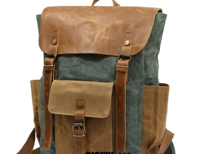 Waxed Canvas Mens Travel Backpack Canvas Backpacks Canvas School Backp ...