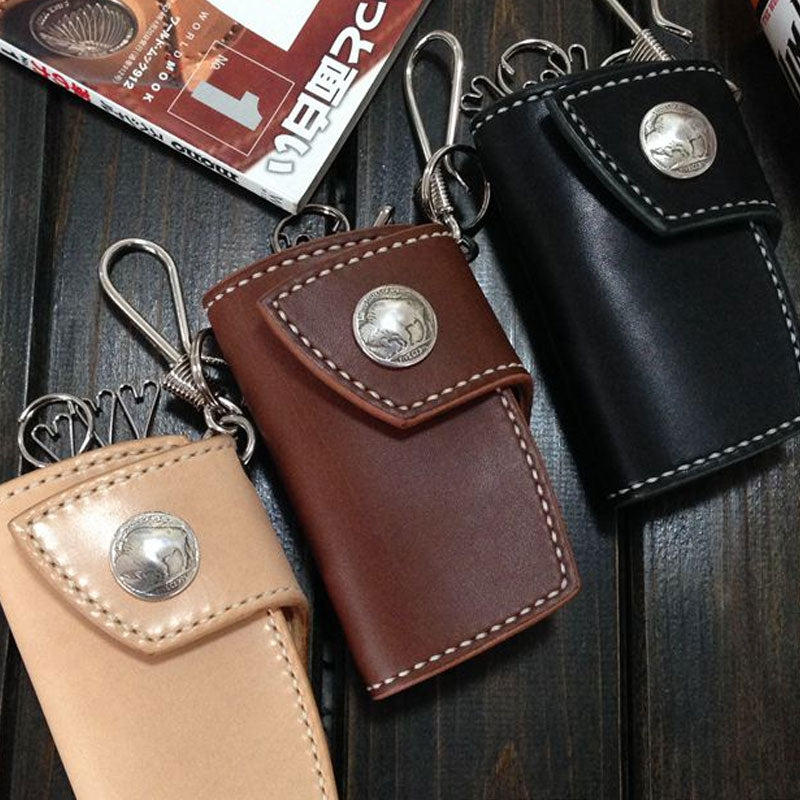 Handmade Leather Mens Cool Key Wallet Car Key Holder KeyChain Wallet f ...