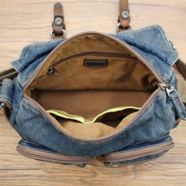Denim Blue Mens Small Courier Bag Messenger Bag Blue Jean Postman Bags ...