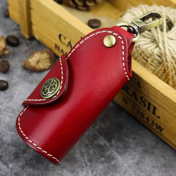 Cool Black Leather Men's Key Wallet Car Key Red Holder Key Holder For ...