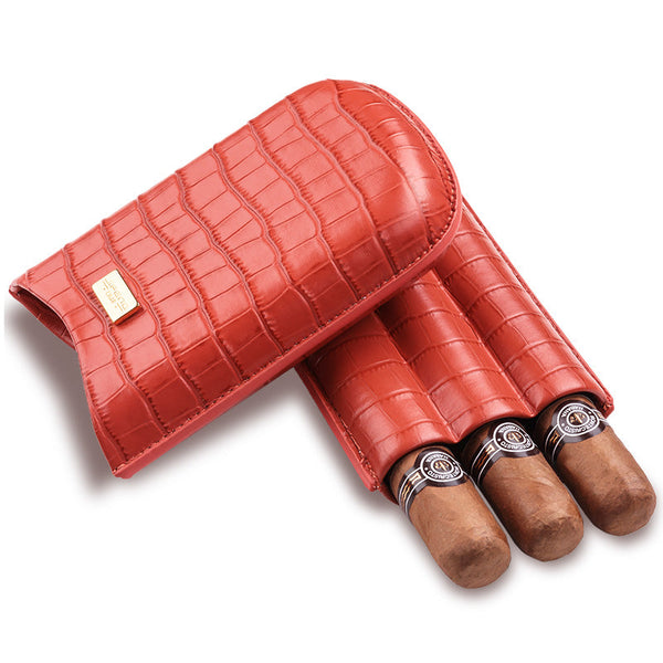 Best Black Leather Mens 3pcs Cigar Case Top Leather Cigar Case for Men ...