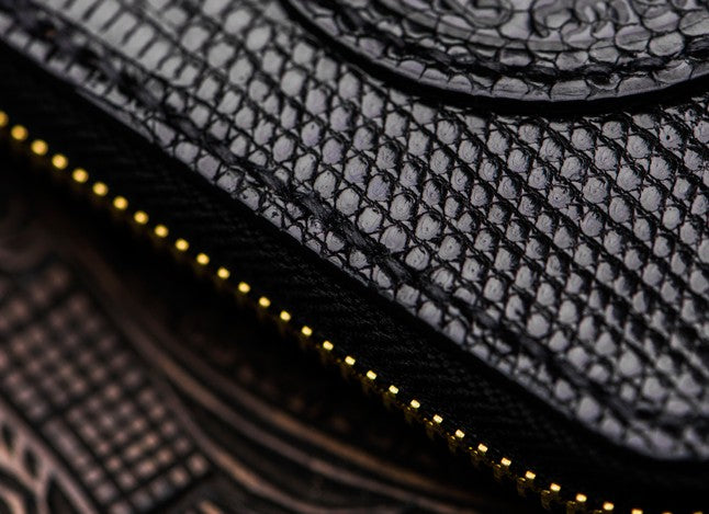 Handmade LIZARD SKIN Leather Black Biker Wallet Mens Cool billfold Cha ...