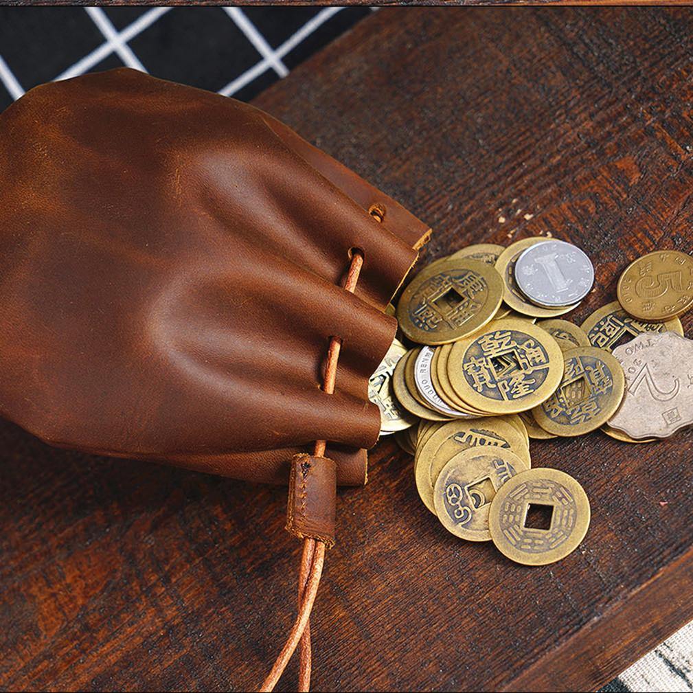 Leather Drawstring Coin Pouch MINI Medieval Pouch Medieval Coin Pouch ...