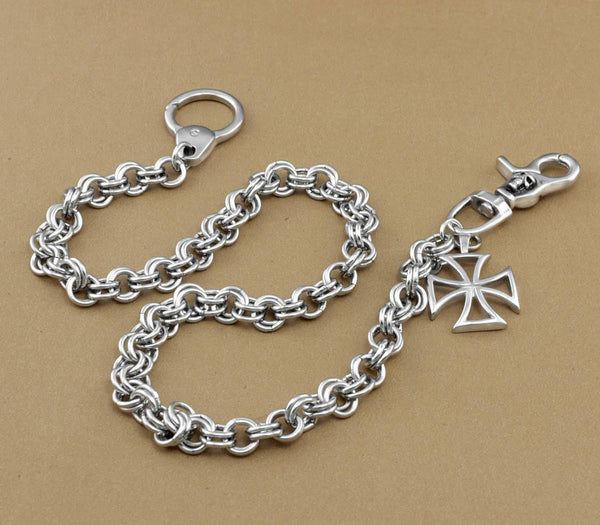 Solid Stainless Steel Long Cross Wallet Chain Cool Punk Rock Biker Tru ...
