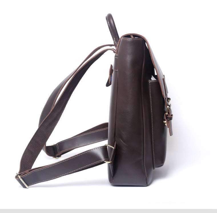Genuine Leather Mens Cool Backpack Sling Bag Large Black Travel Bag Hi