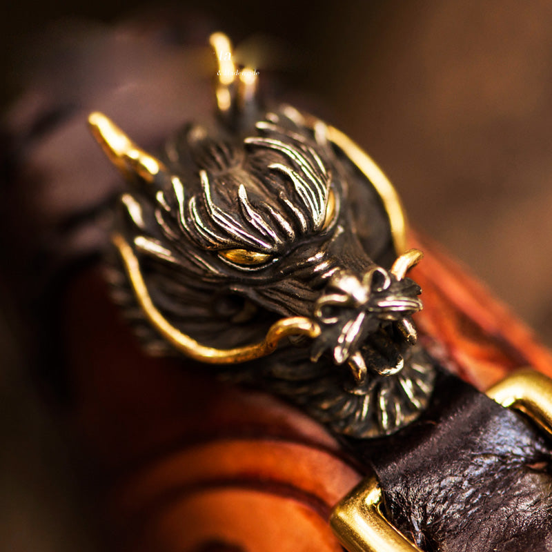 Handmade Leather Tooled Chinese Dragon Mens Chain Biker Wallet Cool Le ...